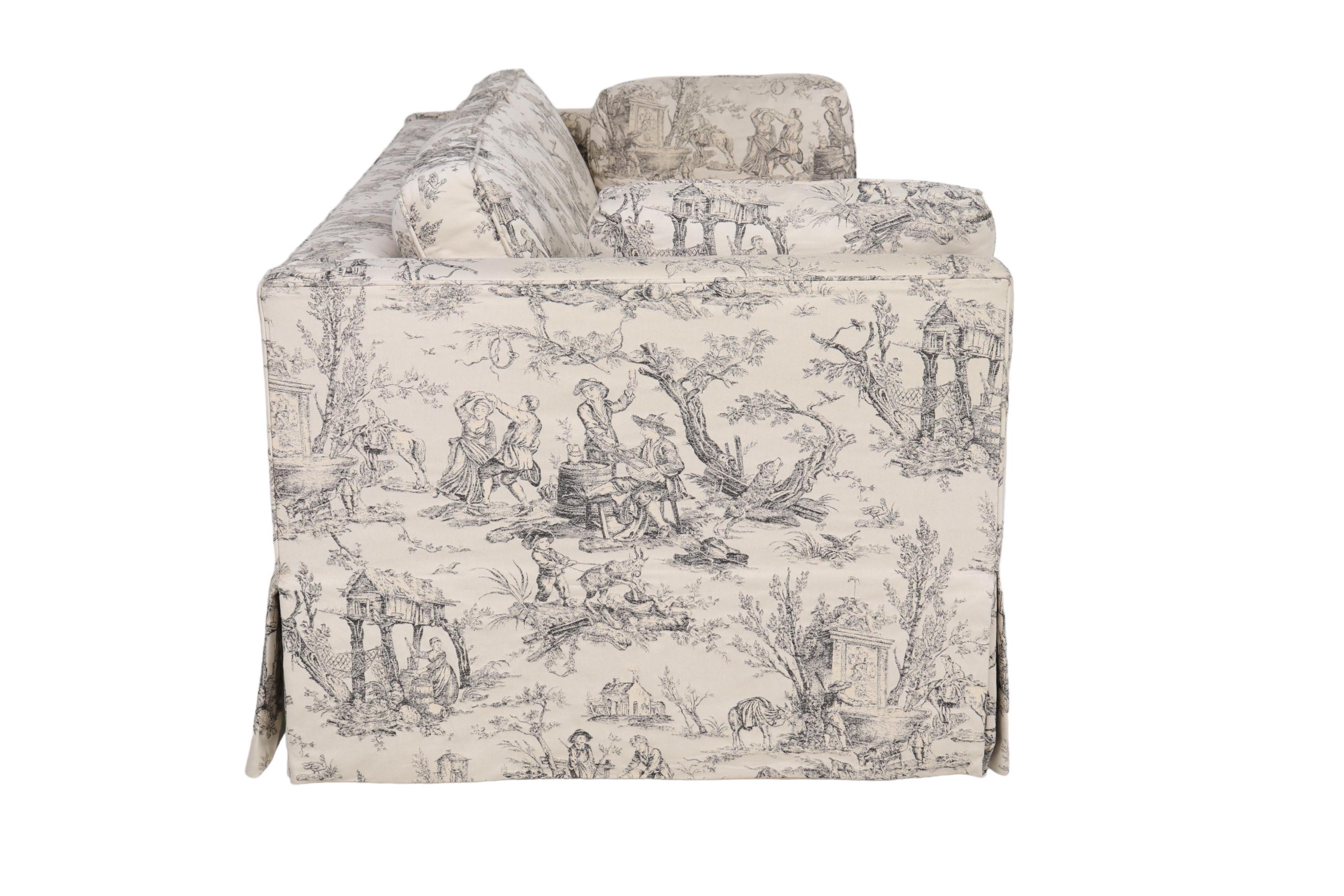 Toile Tuxedo Sleeper Sofa at 1stDibs