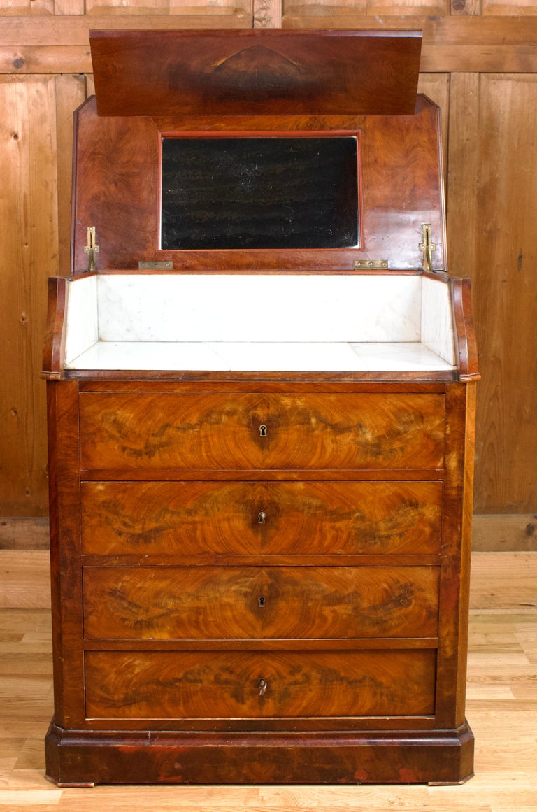 Toilet Commode Mahogany and Marble Vanity Louis Philippe Period 19th ...