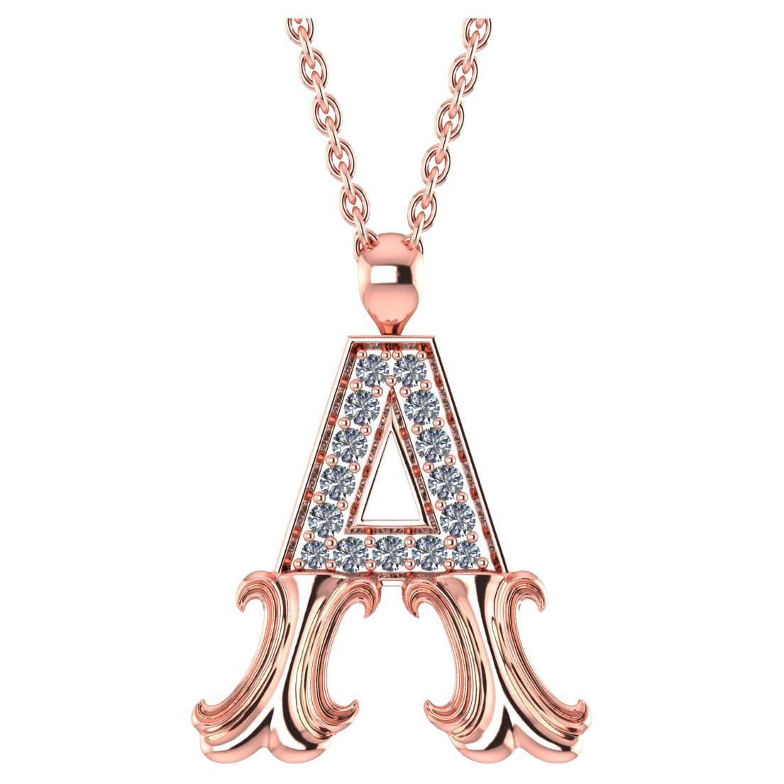 TOKTAM 18k Rose Gold Modern Alphabet "I" Diamond Pendant Necklace For ...