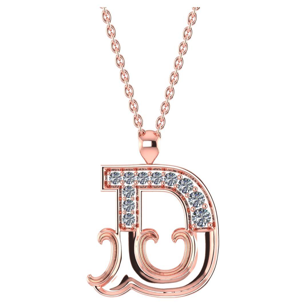 TOKTAM 18k Rose Gold Modern Alphabet "D" Diamond Pendant Necklace For ...