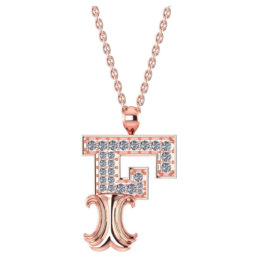 TOKTAM 18k Rose Gold Modern Alphabet "F" Diamond Pendant Necklace For ...