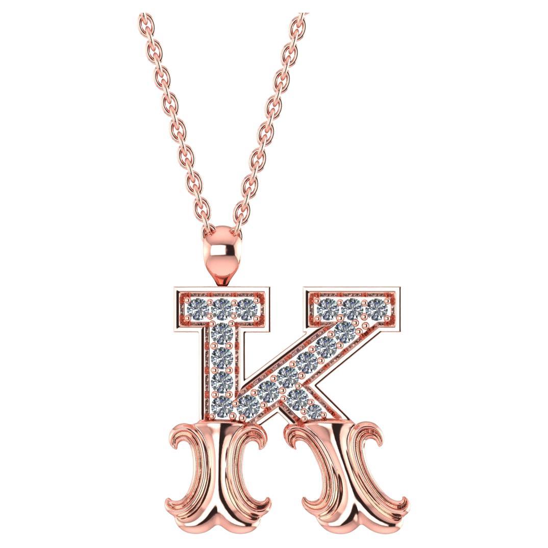 18k Rose Gold Modern Alphabet "K" Diamond Pendant Necklace For Sale at ...