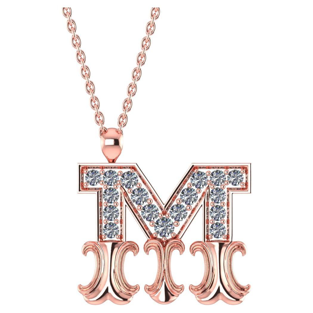 18k Rose Gold Modern Alphabet "M" Diamond Pendant Necklace For Sale at ...