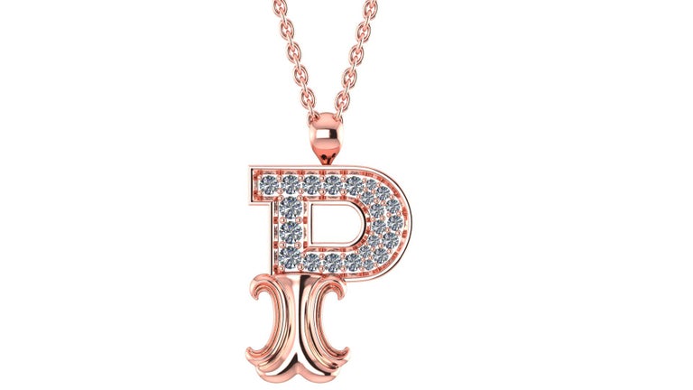 18k Rose Gold Modern Alphabet "P" Diamond Pendant Necklace For Sale at ...
