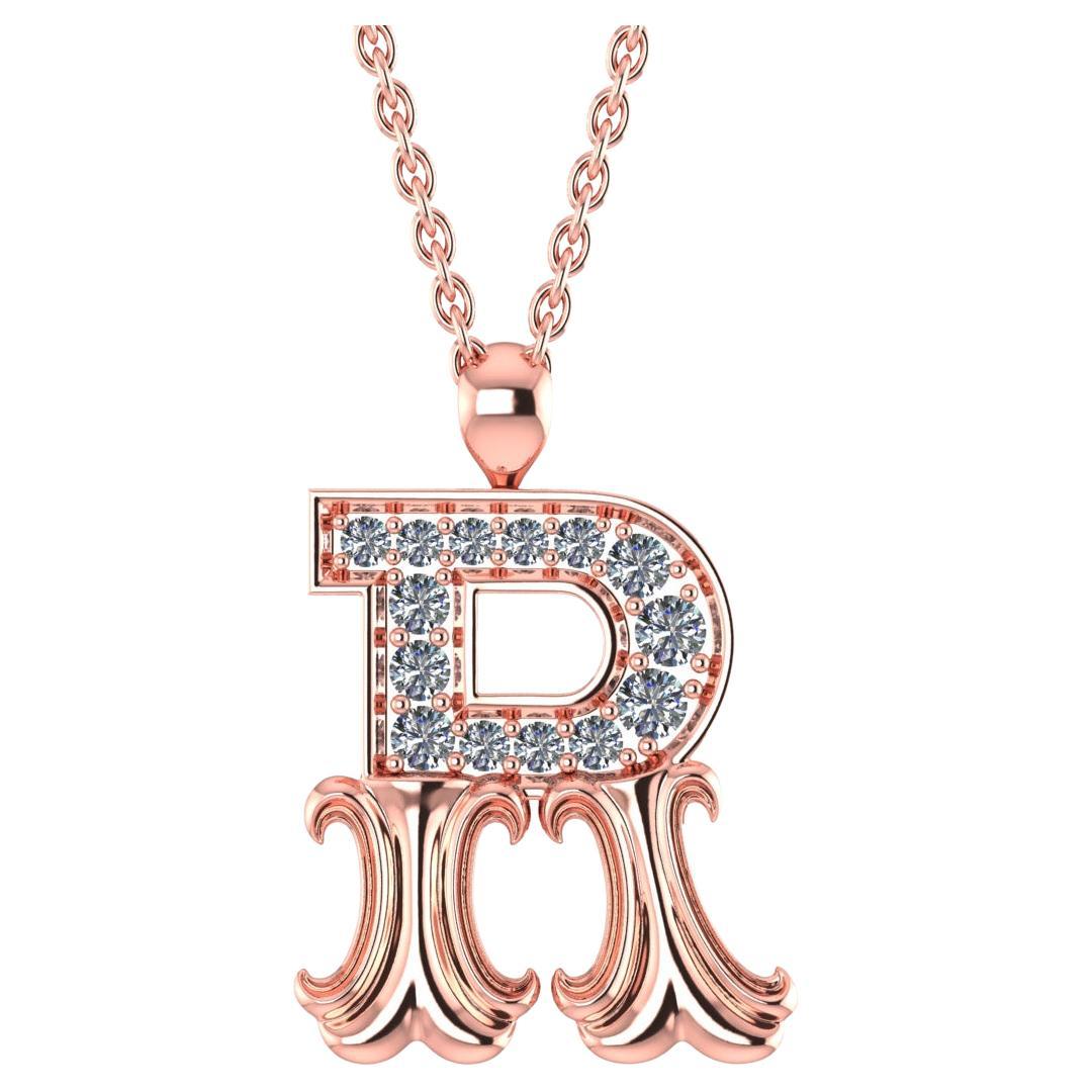 18k Rose Gold Modern Alphabet "R" Diamond Pendant Necklace For Sale at ...