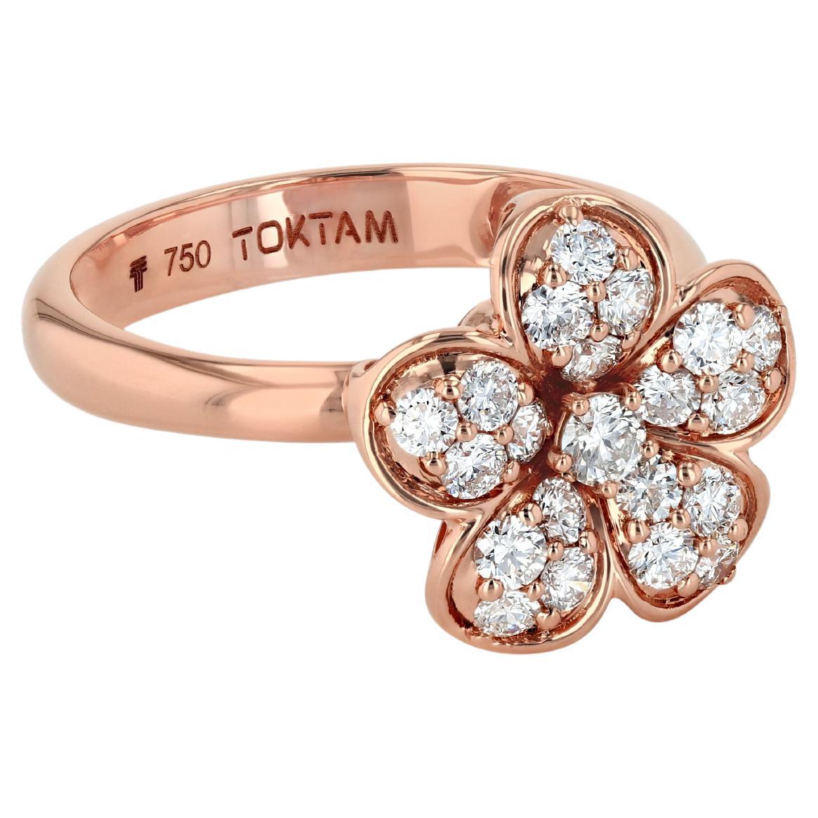 18K Rose Gold 1 1/4 Carat Diamond Halo Cluster Split Shank Ring Band ...