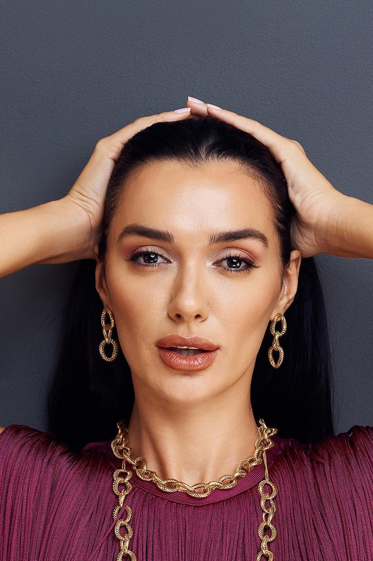 Toktam 18k Yellow Gold Big Geometric Interlocking Twisted Chain ...