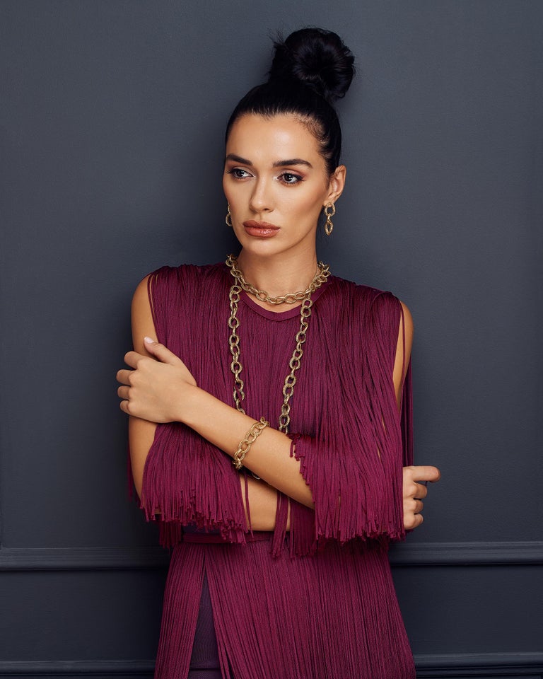 Toktam 18k Yellow Gold Big Geometric Interlocking Twisted Chain ...