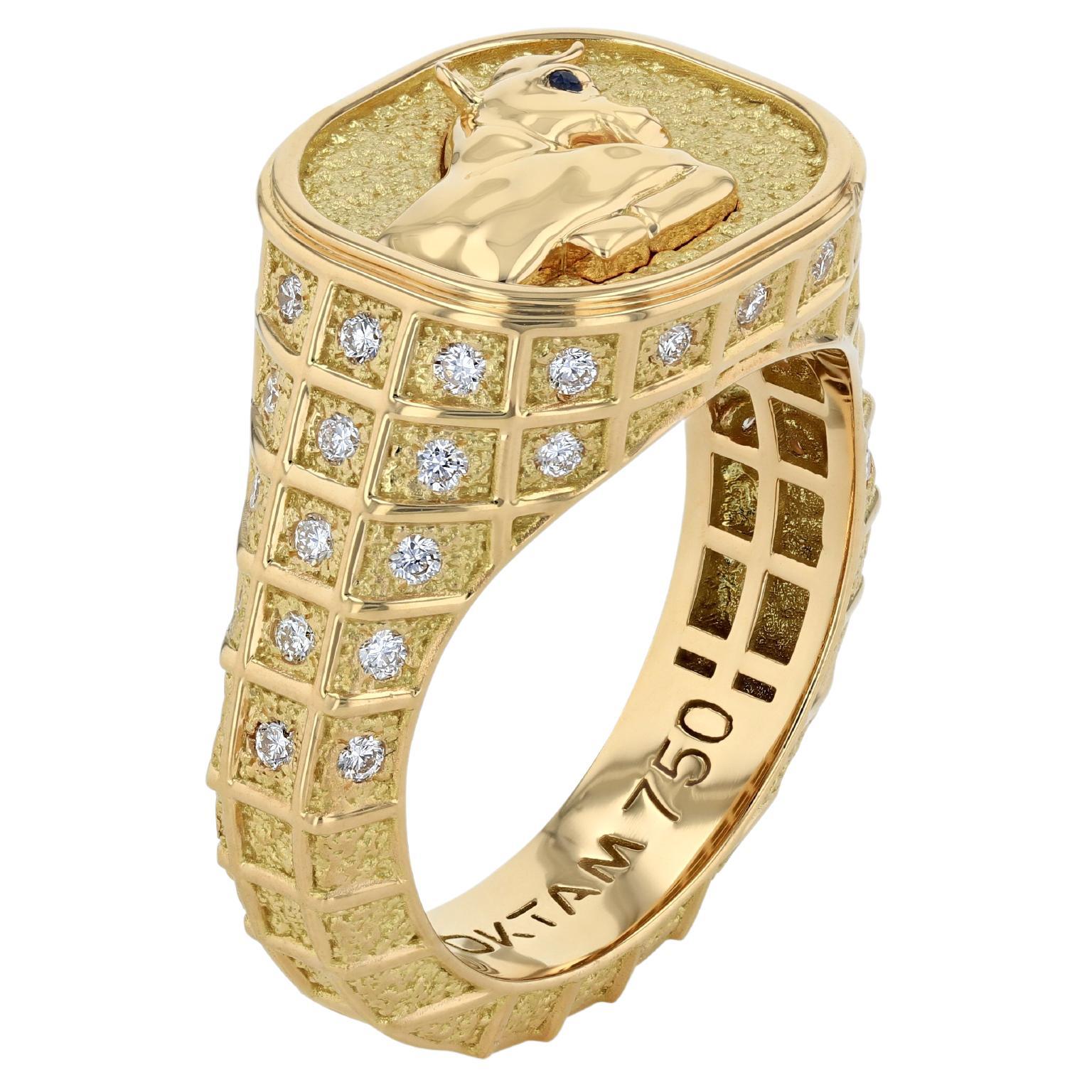 Frascarolo Modele Depose Enamel Diamond Gold Bull Ring at 1stDibs ...