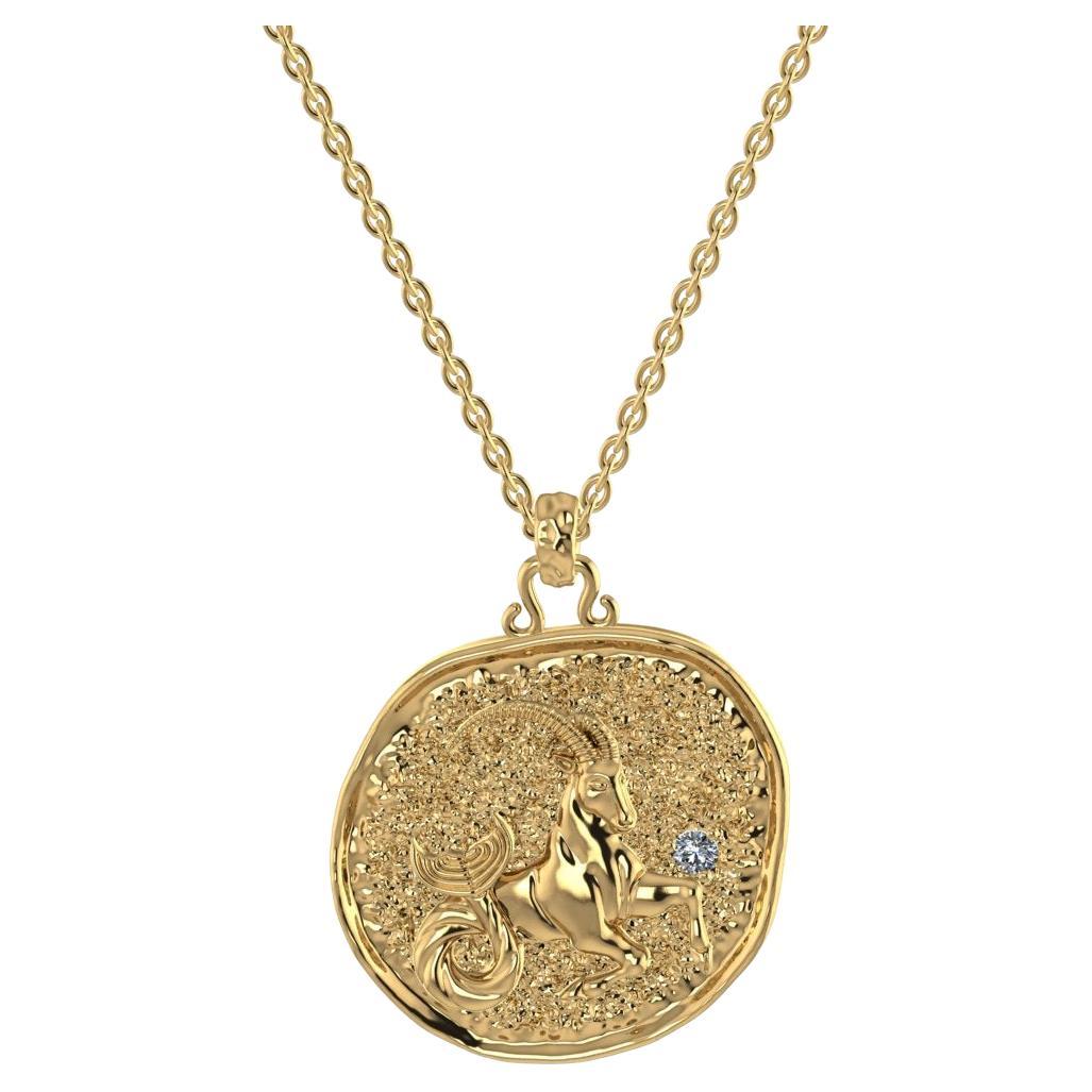 Toktam 18k Yellow Gold Zodiac Sign Sagittarius Diamond Necklace For Sale at 1stDibs