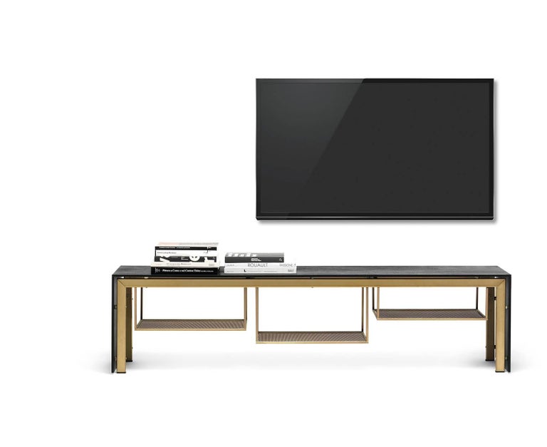 Tokyo TV Bench by Mogg in Black with Gold Finish For Sale at 1stDibs