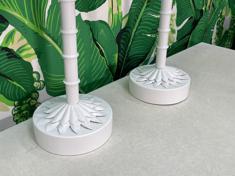 Tole Metal Sculptural Palm Tree Form Table Lamps For Sale at 1stDibs