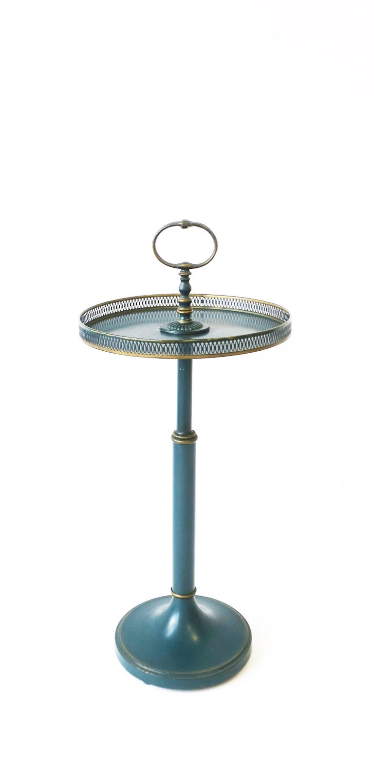 Tole Side Table in Blue and Gold For Sale at 1stDibs