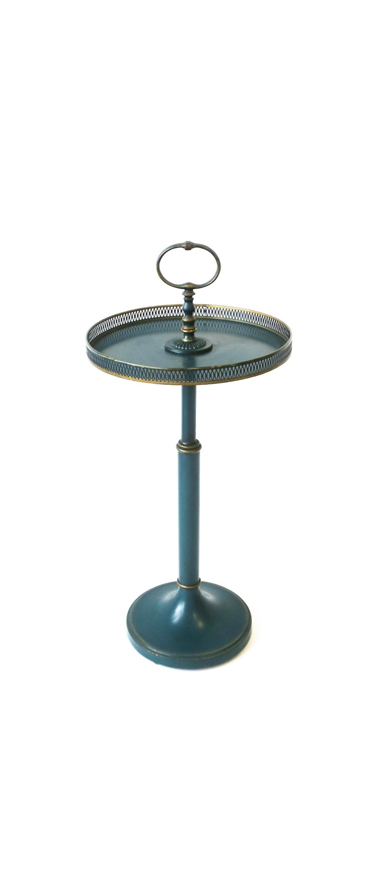 Tole Side Table in Blue and Gold For Sale at 1stDibs