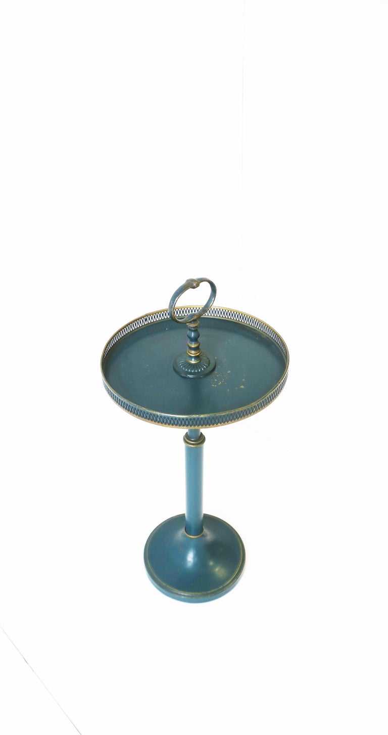 Tole Side Table in Blue and Gold For Sale at 1stDibs