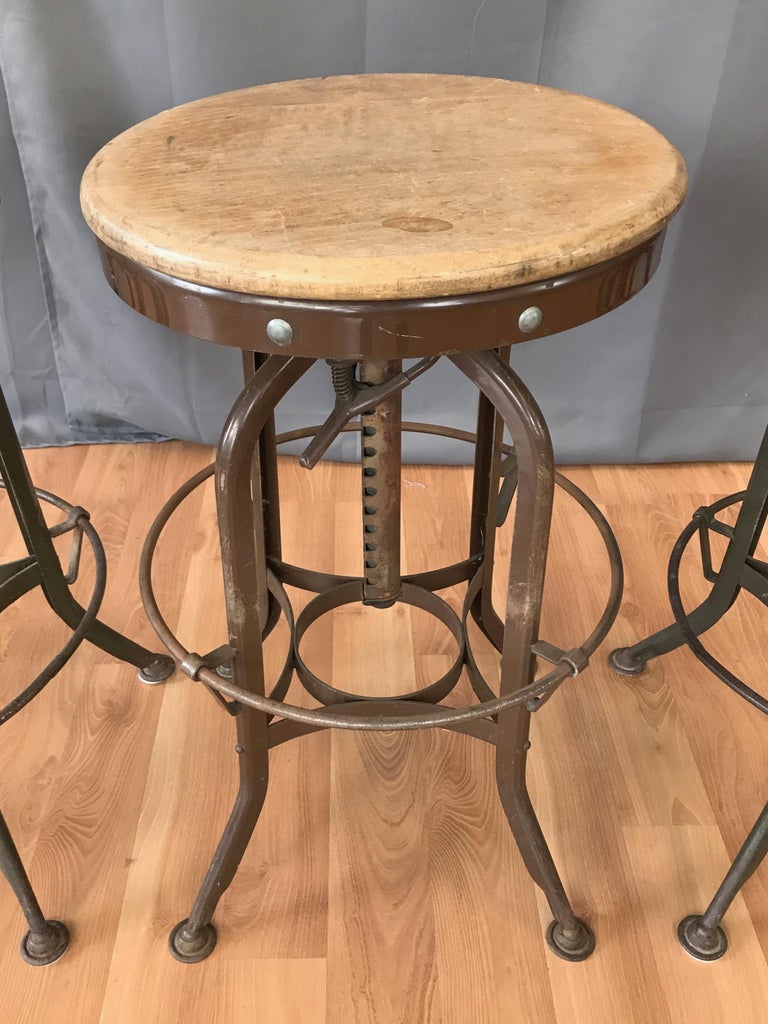 Toledo Industrial Adjustable Height Backless Swivel Stools, Three ...