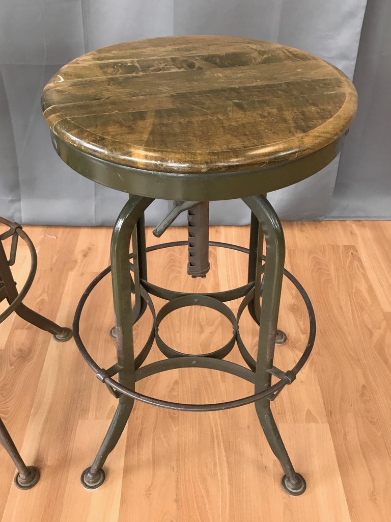 Toledo Industrial Adjustable Height Backless Swivel Stools, Three ...