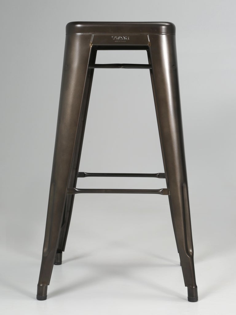 Tolix Bar Height Steel Stacking Stools, Hand-Made in France in Warm ...