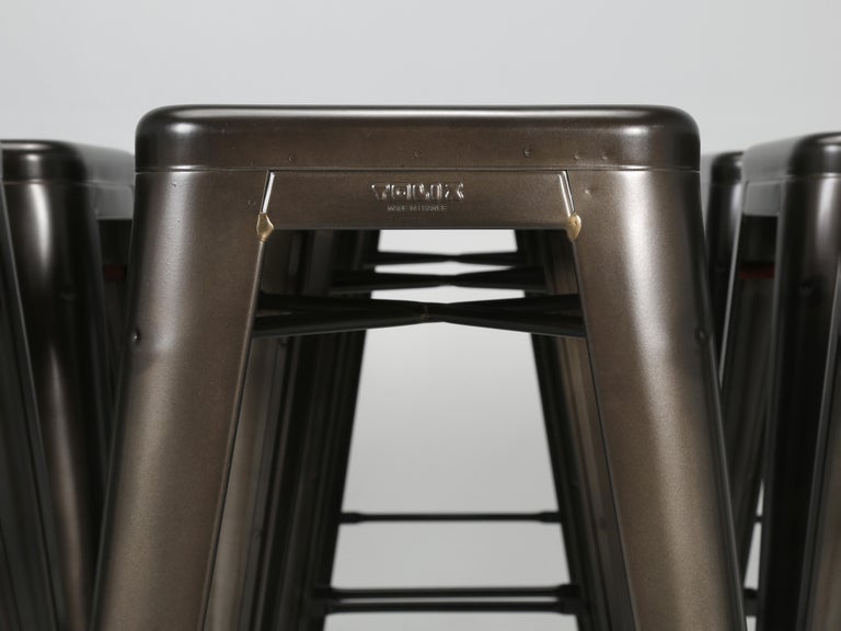 Tolix Bar Height Steel Stacking Stools, Hand-Made in France in Warm ...