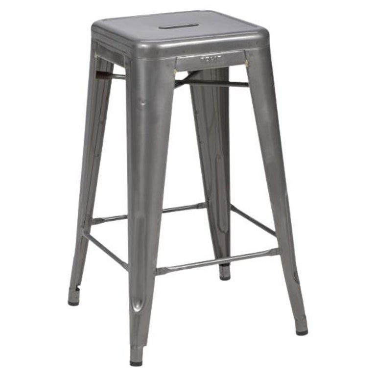 Tolix H75 Stool Indoor Raw Steel in Glossy Raw Steel For Sale at 1stDibs