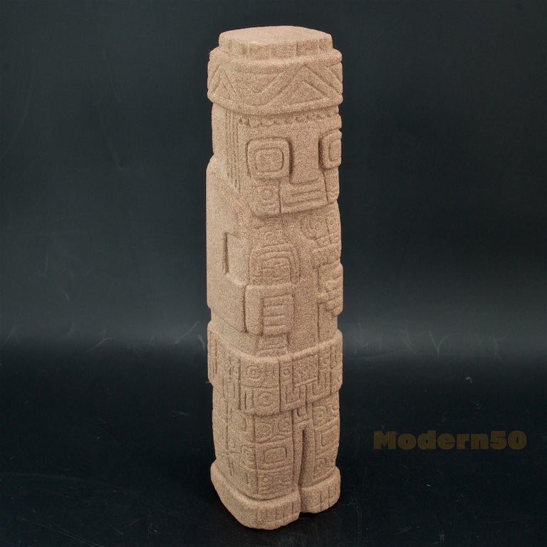 Vintage Toltec Cast Stone TOTEM Midcentury Table Sculpture Yucatan ...