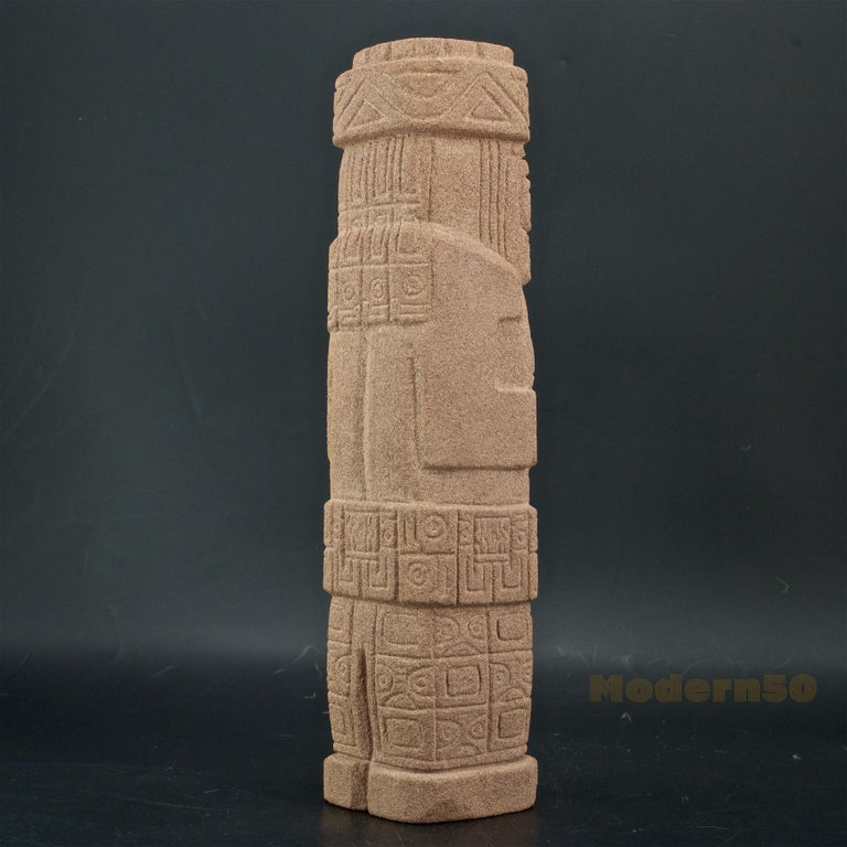 Vintage Toltec Cast Stone TOTEM Midcentury Table Sculpture Yucatan ...