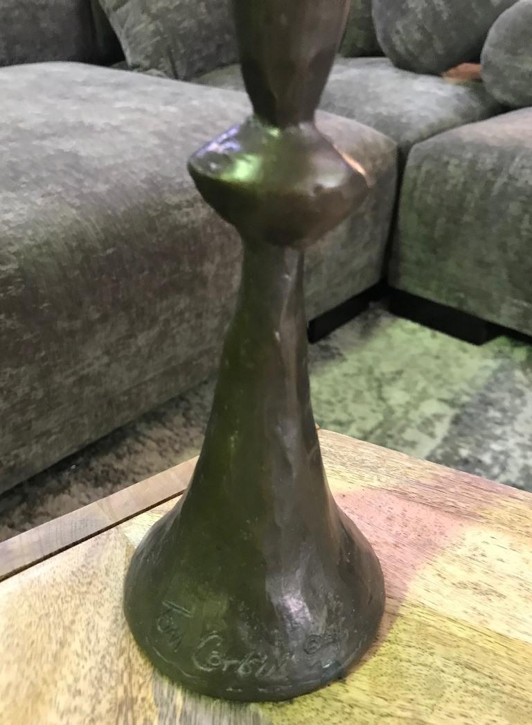 Tom Corbin Large Bronze Natural Patina TOTEM Candlestick Sculpture at ...