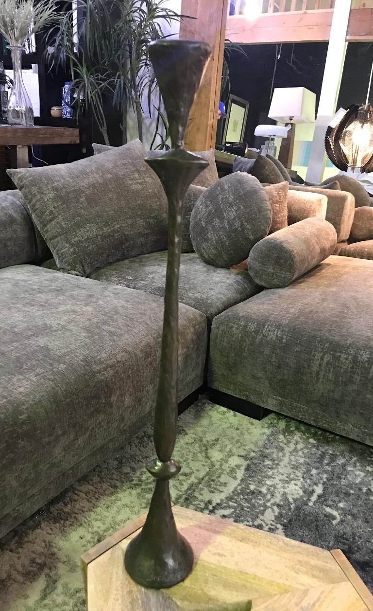 Tom Corbin Large Bronze Natural Patina TOTEM Candlestick Sculpture at ...