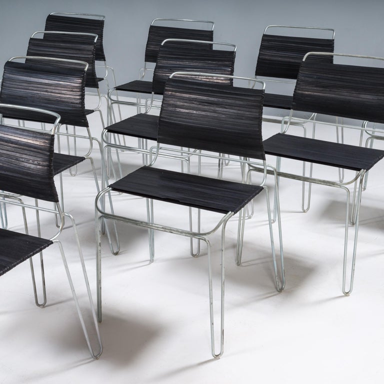 Tom Dixon Black Rubber Band and Steel Dining Chairs, Set of 10 For Sale ...