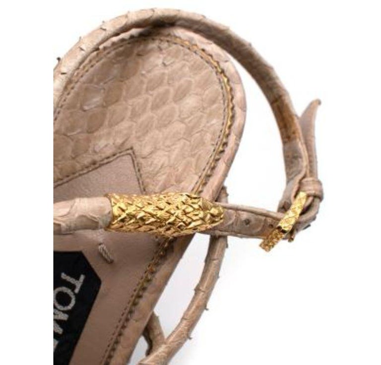 Tom Ford Beige Python-embossed Strappy Platform Sandals For Sale at 1stDibs