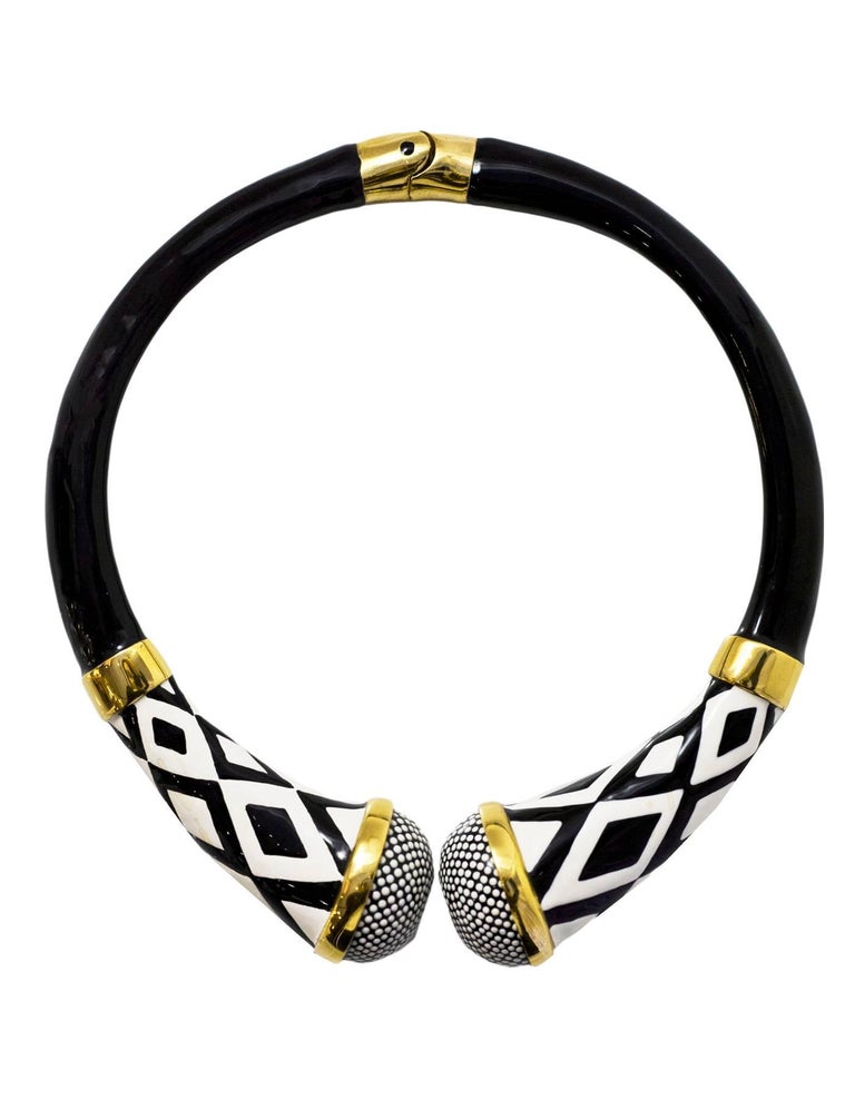 Tom Ford Black and White Tribal Choker Necklace For Sale at 1stDibs