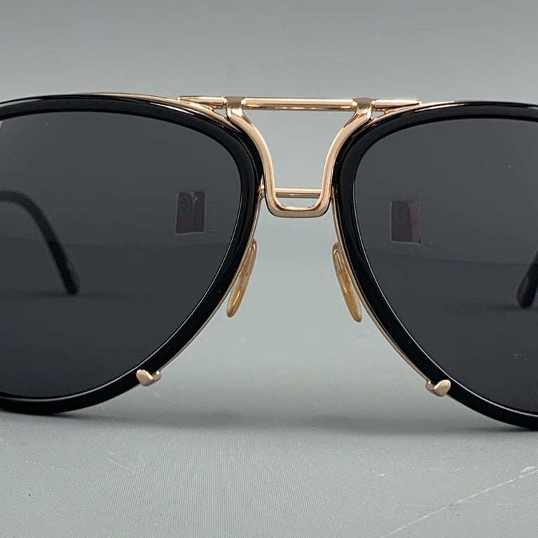 TOM FORD Black and Gold Metal Hawkings Aviator Sunglasses at 1stdibs
