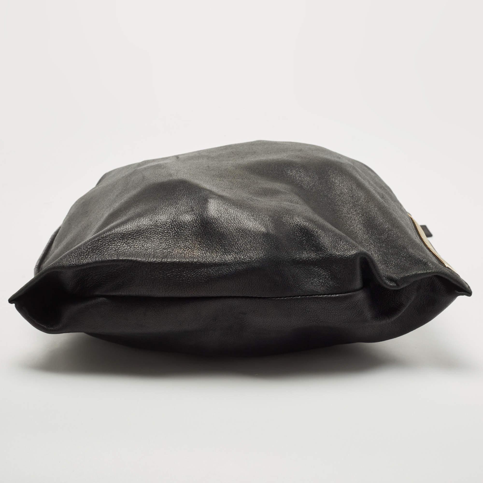 Tom Ford Black Leather Large Fold Over Alix Bag For Sale at 1stDibs