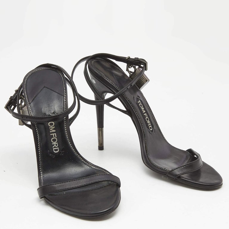 Tom Ford Black Leather Padlock Ankle Strap Sandals Size 39 For Sale at ...