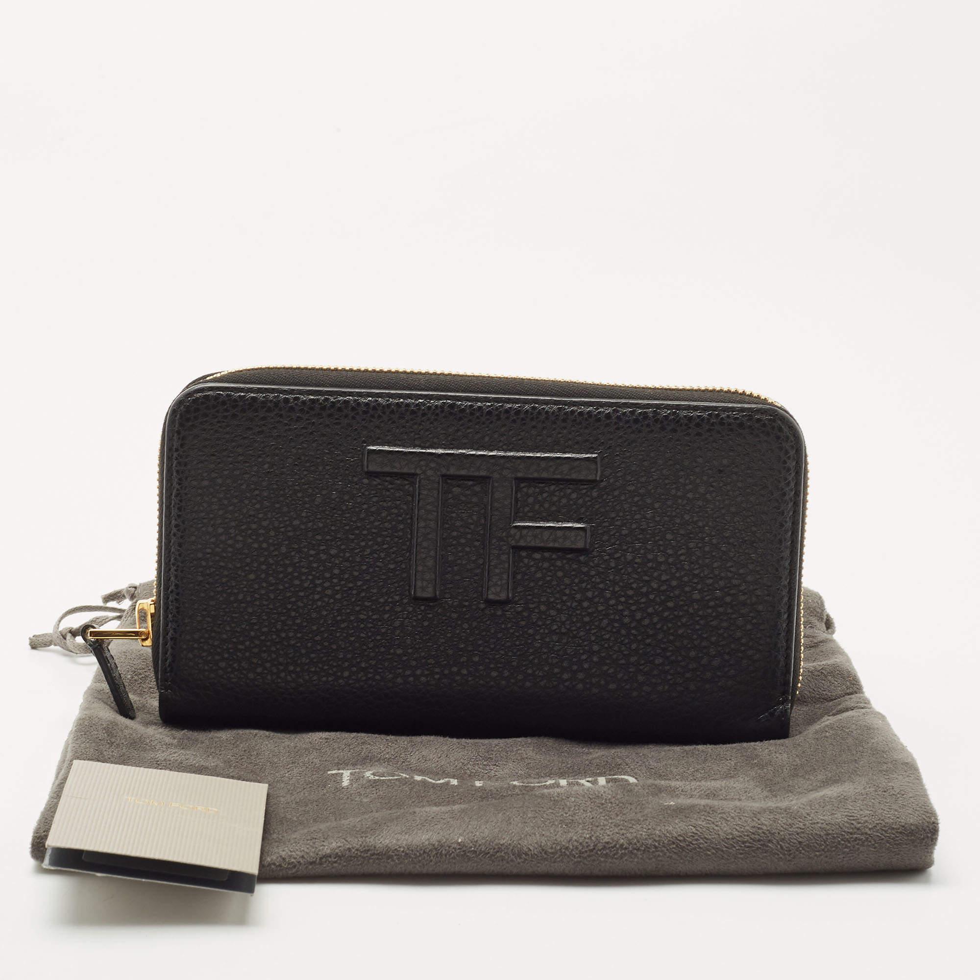 Tom Ford Black Leather TF Zip Around Continental Wallet For Sale at 1stDibs
