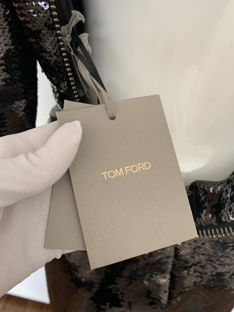 Tom Ford Black Open Back Zip Liquid Sequin Dress Size 42 at 1stDibs ...