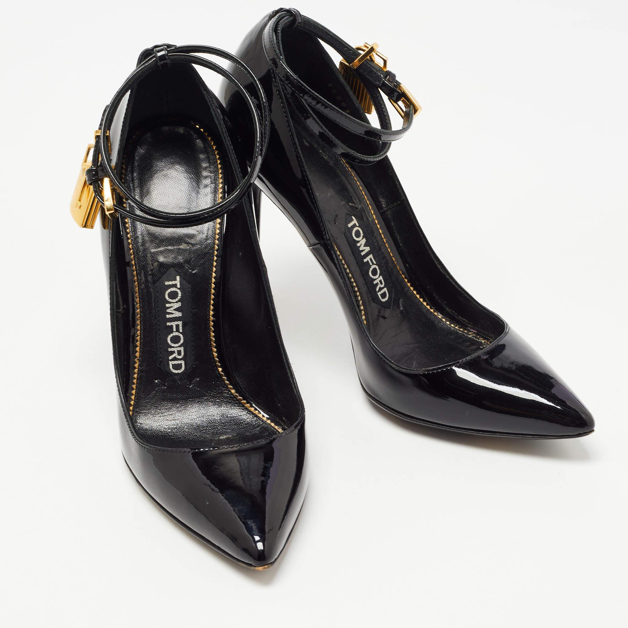 Tom Ford Black Patent Leather Padlock Pumps Size 37.5 For Sale at 1stDibs