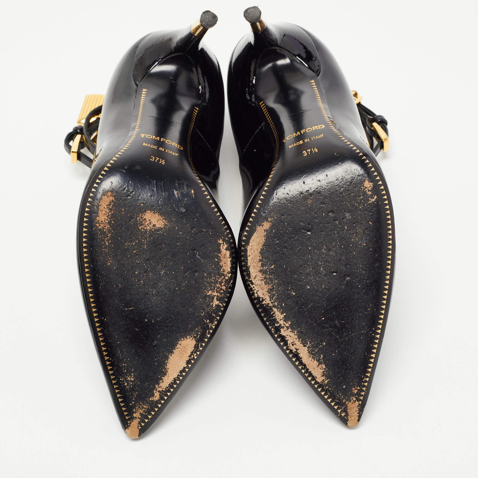 Tom Ford Black Patent Leather Padlock Pumps Size 37.5 For Sale at 1stDibs