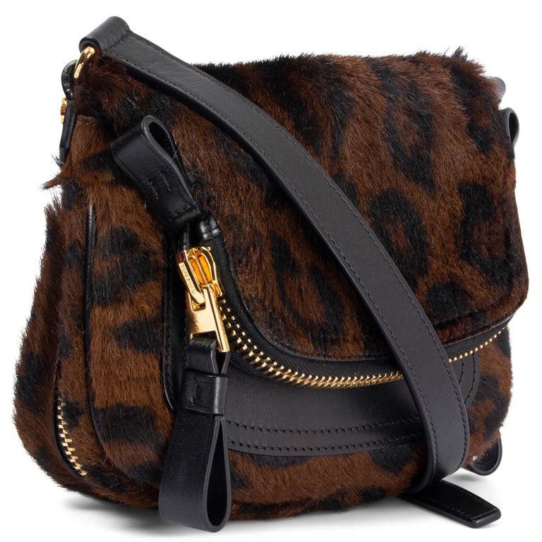 TOM FORD brown and black leather CALF HAIR LEOPARD JENNIFER MINI ...