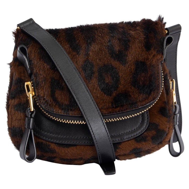 TOM FORD brown and black leather CALF HAIR LEOPARD JENNIFER MINI ...