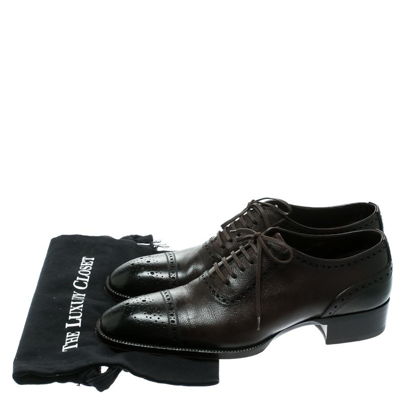 Tom Ford Brown Leather Gianni Brogue Austin Cap Toe Oxfords Size 41.5 ...
