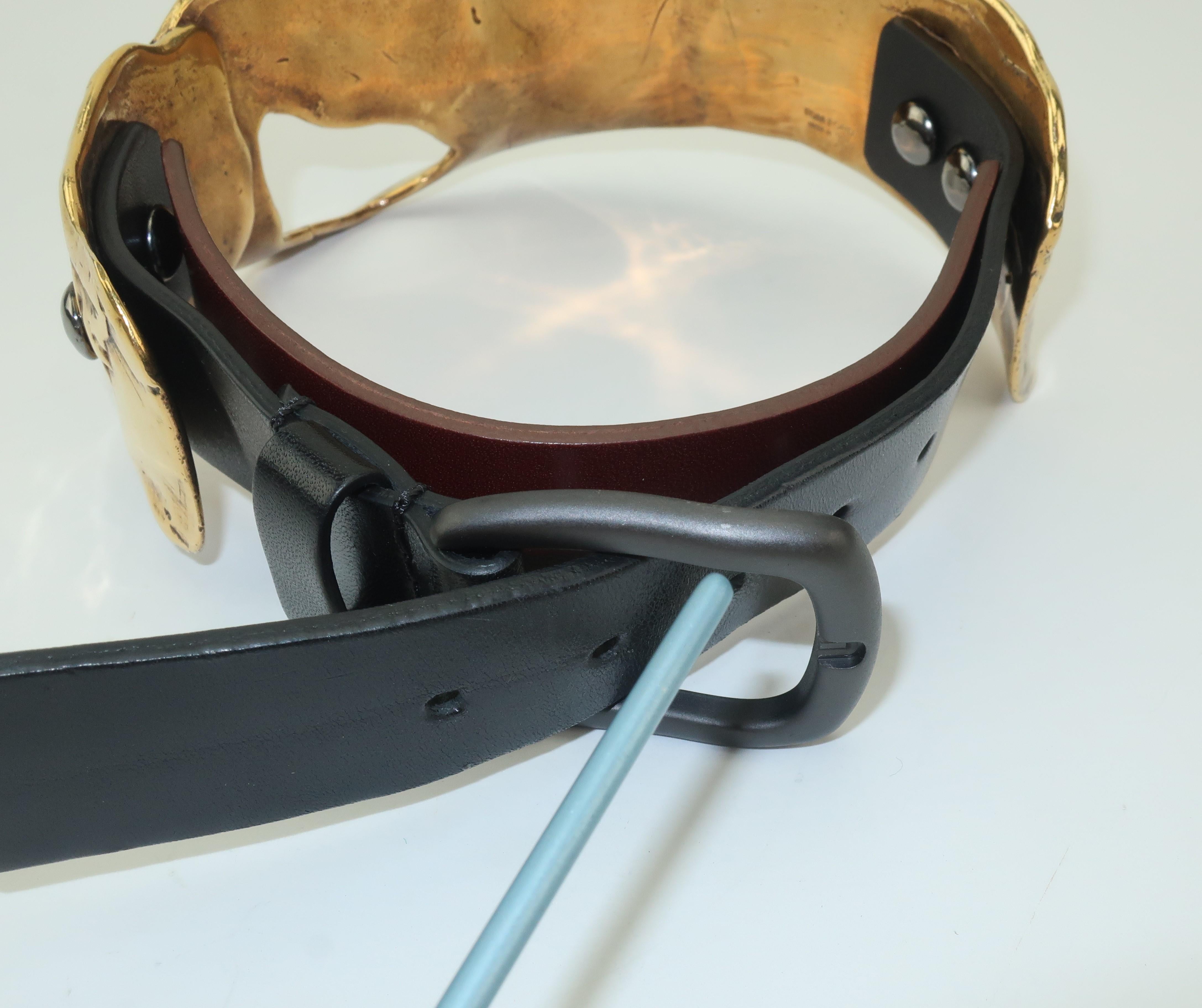 Tom Ford Brutalist Melted Brass and Leather Choker Necklace at 1stDibs
