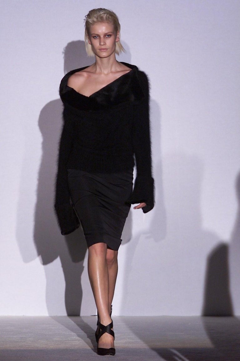 Tom Ford for Gucci 2001 Collection Black Angora and Mink Fur Luxurious ...