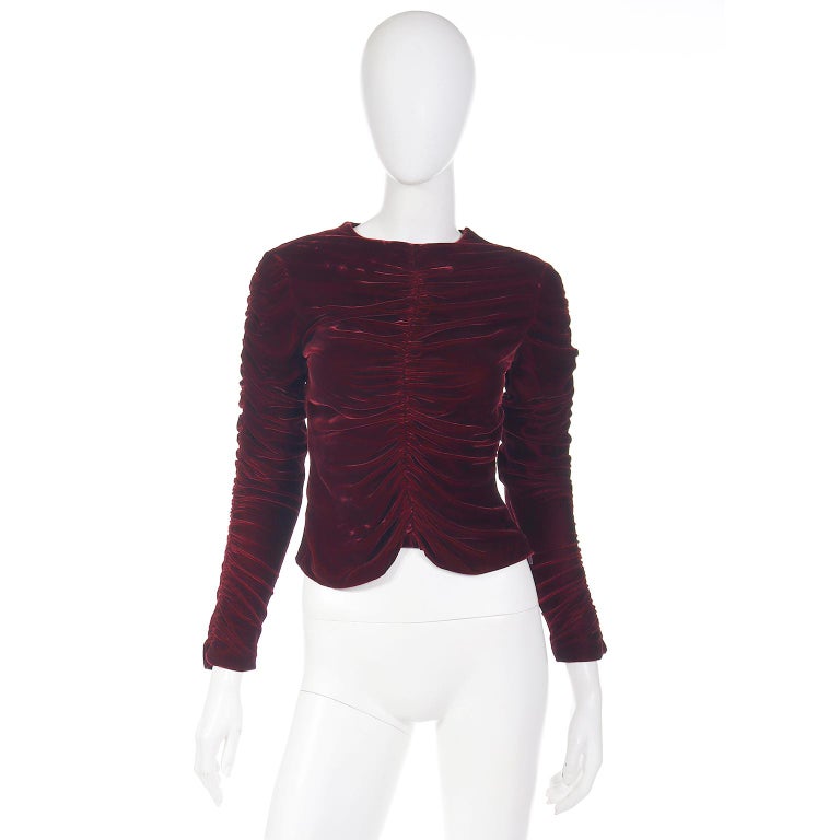 Tom Ford For Gucci F/W 1999 Red Velvet Ruched Top For Sale at 1stDibs
