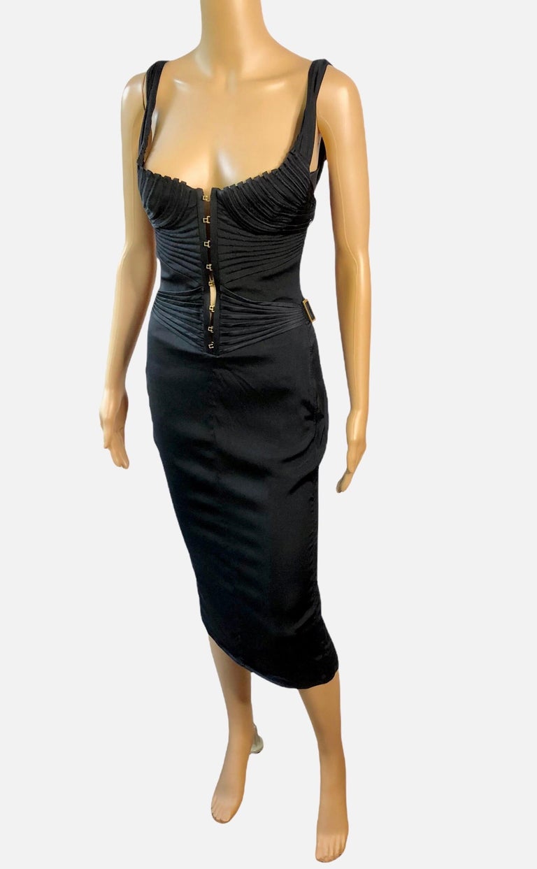 Tom Ford for Gucci F/W 2003 Runway Bustier Corset Silk Black Dress For ...