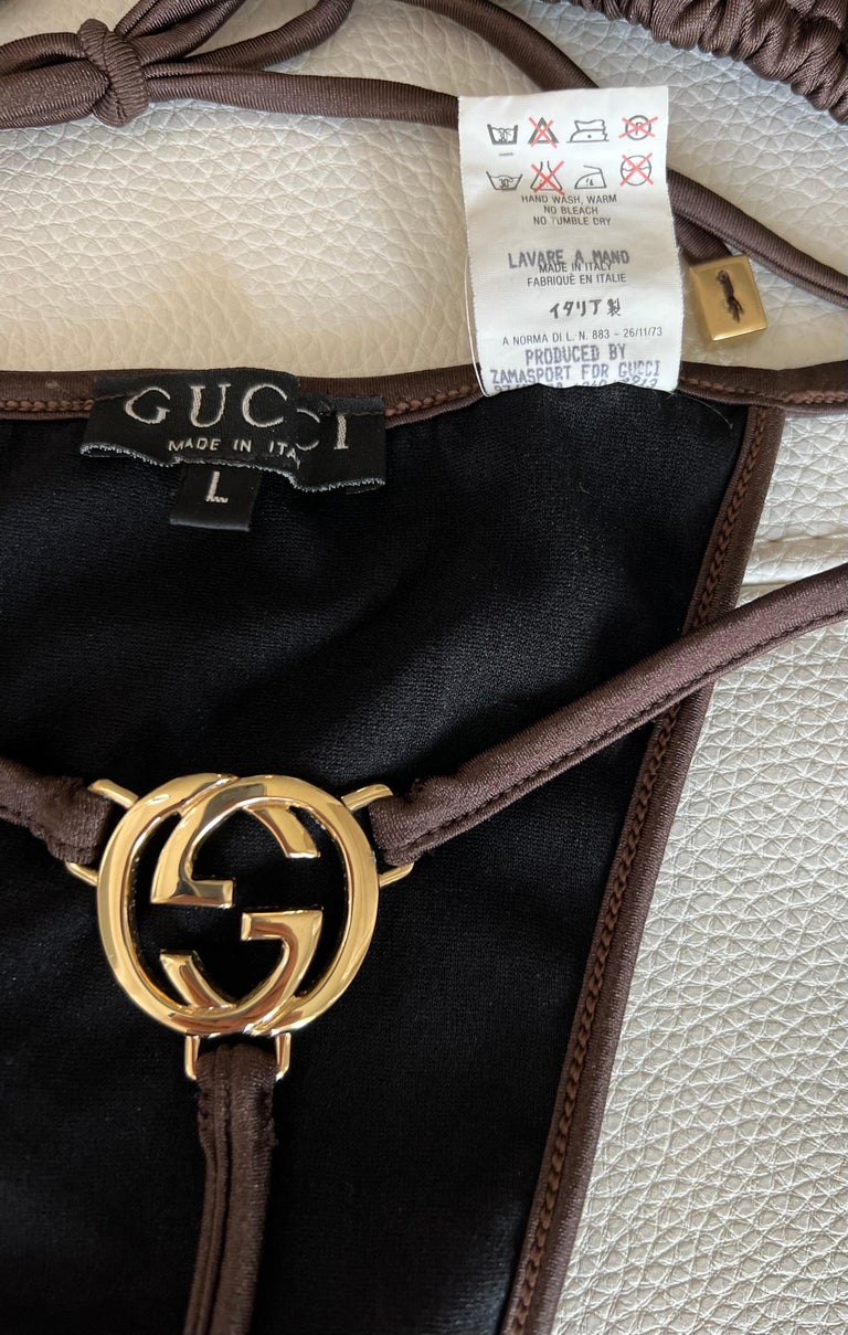 Tom Ford for Gucci S/S 1997 Runway GG Logo Thong Bra and Bikini Two ...