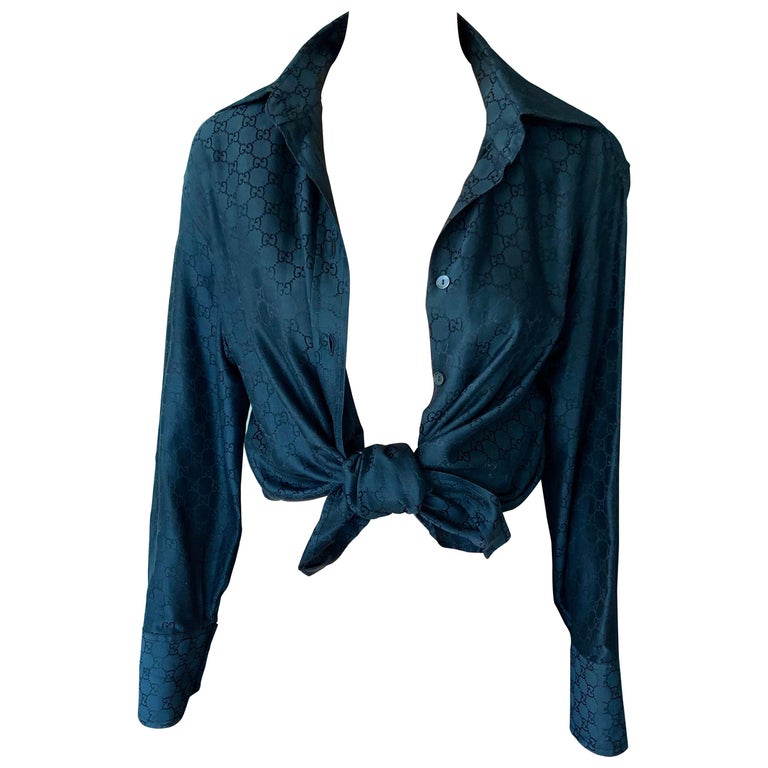 Tom Ford for Gucci S/S 1998 Vintage GG Pattern Logo Monogram Button-Up ...