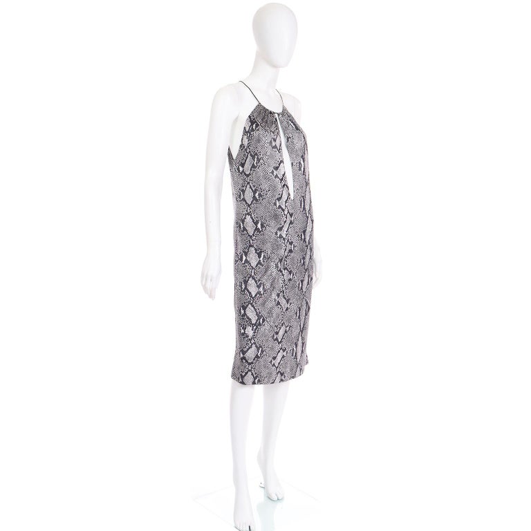 Tom Ford For Gucci S/S 2000 Runway Python Print Rayon Dress w Plunging V For Sale at 1stDibs