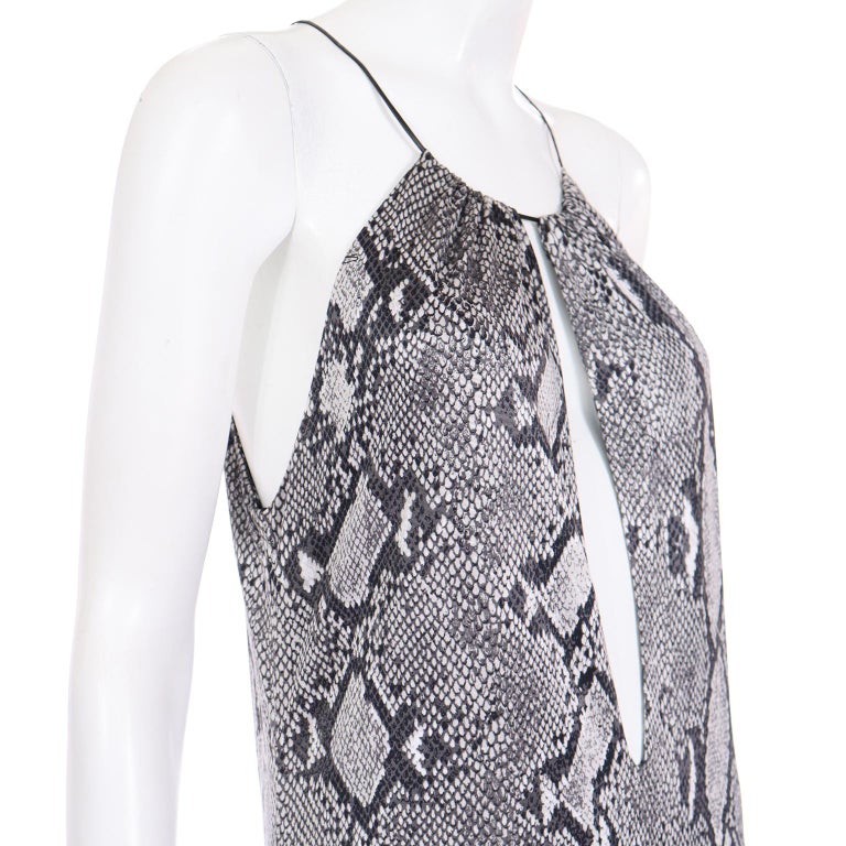 Tom Ford For Gucci S/S 2000 Runway Python Print Rayon Dress w Plunging V For Sale at 1stDibs