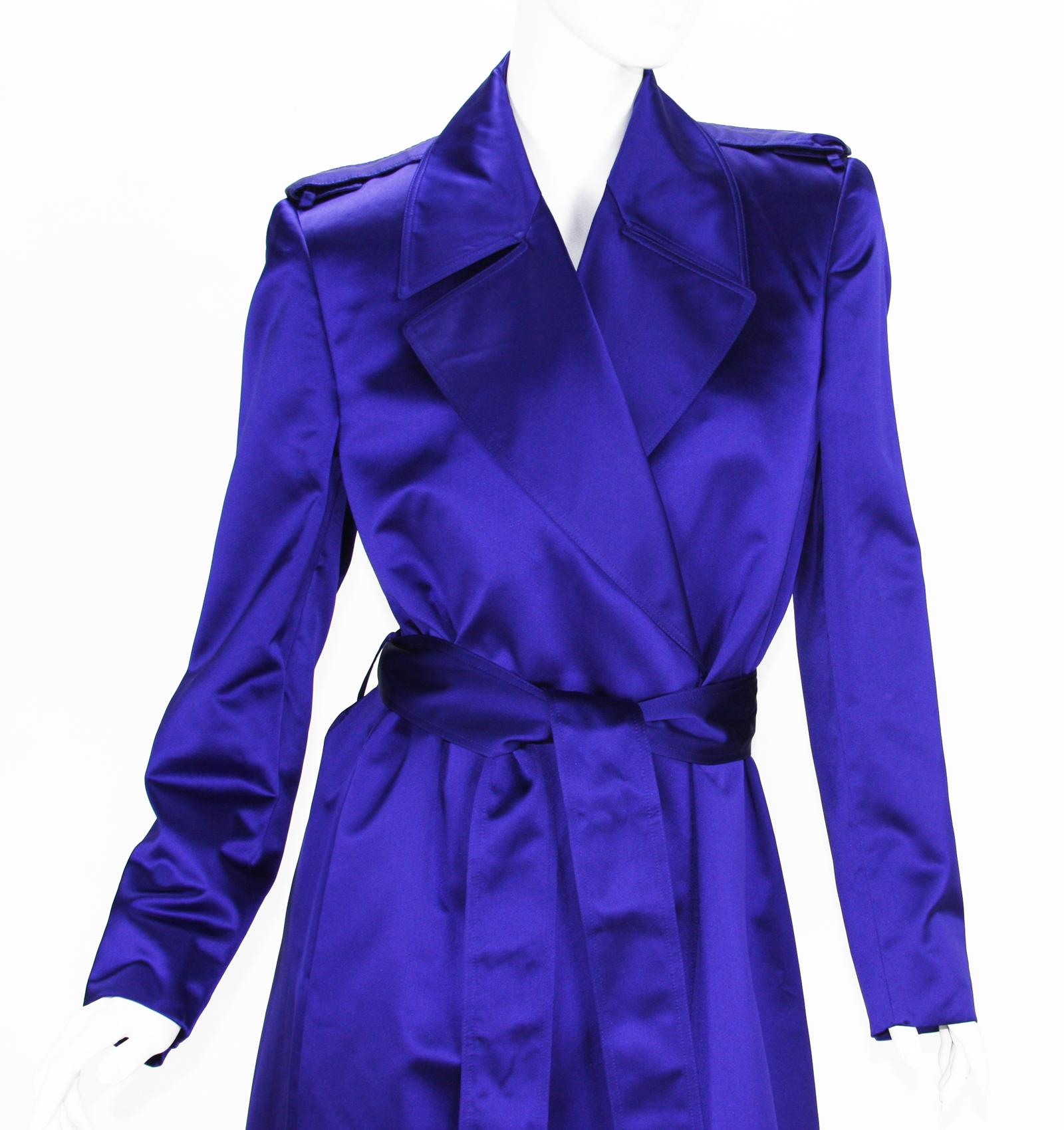 TOM FORD for GUCCI S/S 2001 Collection Silk Indigo Blue Belted Trench ...